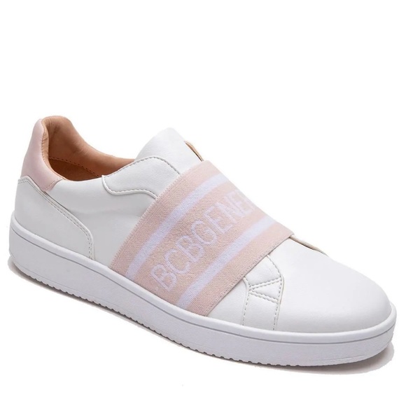 BCBGeneration | Shoes | Bcbgeneration Obie Slip On White And Pink Logo ...